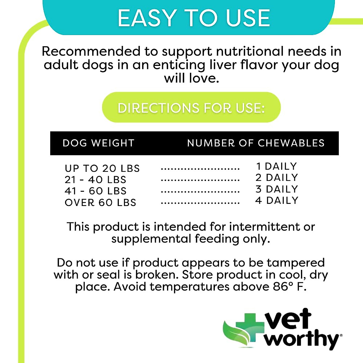 Vet Worthy Adult Multi Vitamins - Multivitamin for Dogs to Support Optimum Health and Overall Wellness - Dog Supplement with Iron, Magnesium, Zinc, Vitamin A, B Vitamins - Liver Flavor, 60 Tablets
