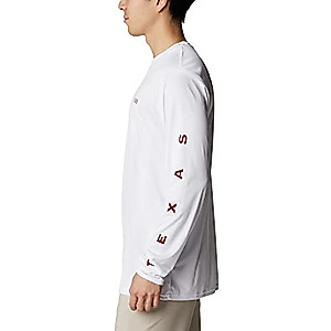 Columbia Men’s PFG Terminal Tackle Destination Long Sleeve, Sun Protection, White/Texas, Large