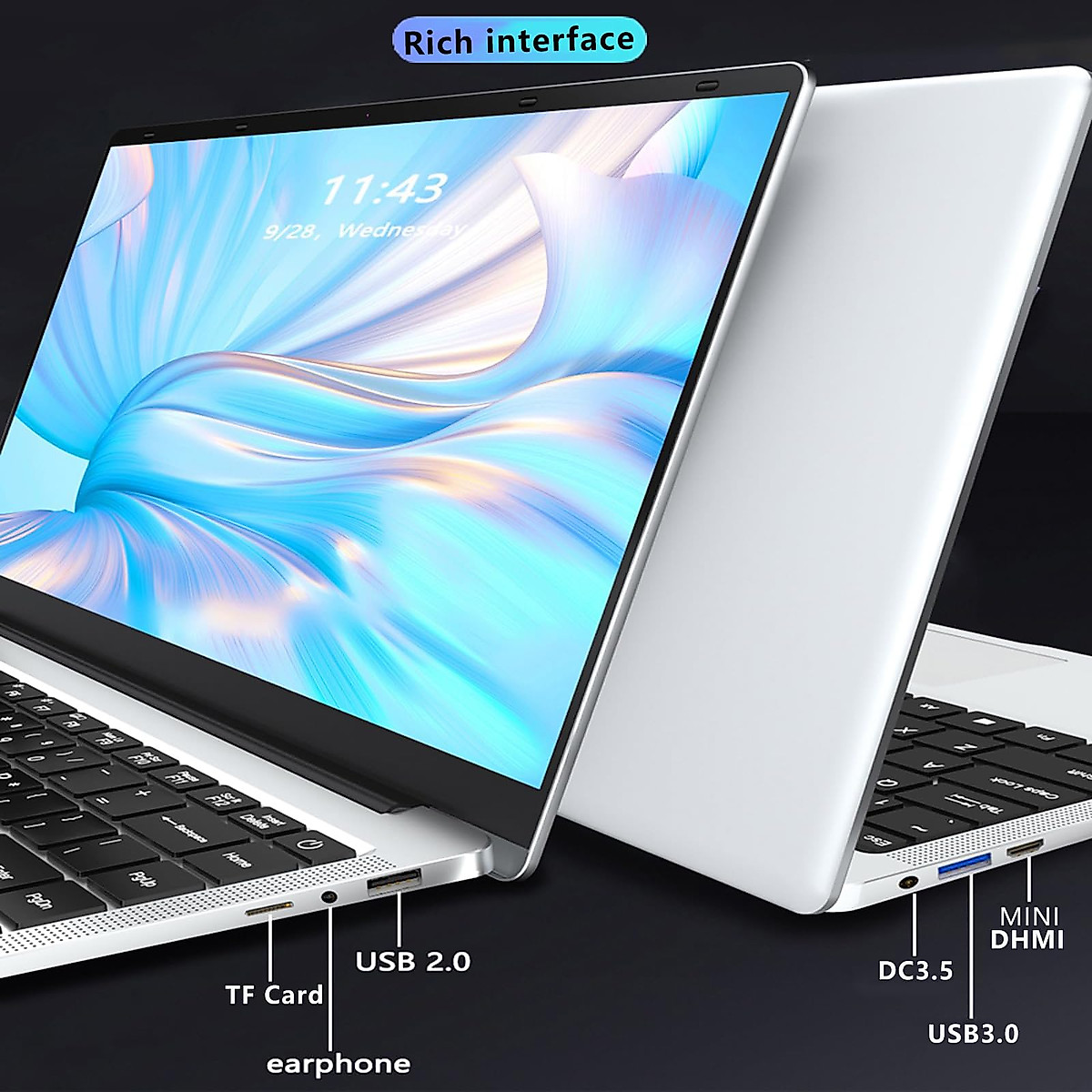 KUU Laptop Computer 8GB LPDDR4 256GB SSD, Intel Celeron, Intel UHD Graphics, Windows 11 Pro Laptop, 14.1 Inch Laptop FHD 1920 * 1080 IPS, Webcam,180 Angle Opening, BT5.0,WiFi 5GHz, USB3.0