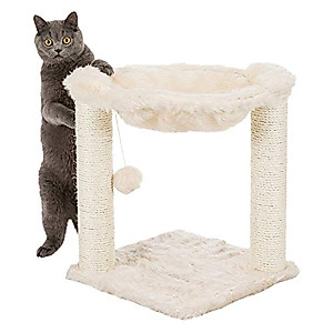 TRIXIE Baza Scratching Post with Hammock | 16" Base, Cream, Small