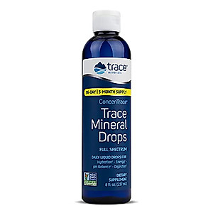 Trace Minerals ConcenTrace Drops | Full Spectrum Minerals | Ionic Liquid Magnesium, Chloride, Potassium | Low Sodium | Energy, Electrolytes, Hydration | 96 Day Supply, 8 fl oz (Pack of 1)