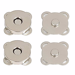 10 Sets Sew in Magnetic Bag Clasps Button Snaps Clasps Magnet Button for Purses Handbag Clothes Scrapbooking Closure Fastener Sewing Craft DIY (Silver,15mm)