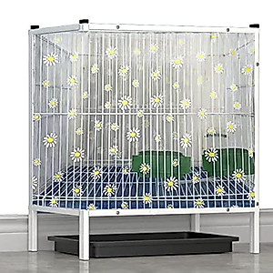 Bird Cage Cover - Adjustable Bird Cage Seed Catcher Bird Cage Net Cover, Airy Nylon Bird Seed Catcher Stretchy Bird Cage Skirt for Round Square Cages(Circumference 59 inch to 118 inch) (White)