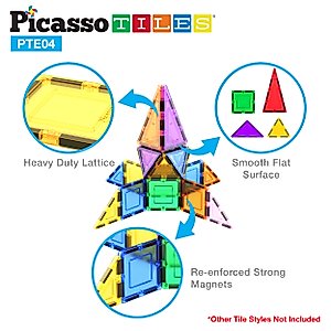PicassoTiles Magnetic Building Block Set Magnet Tiles Construction Toy STEM Learning Kit Educational Playboards Pretend Play Stacking Blocks Child Brain Development