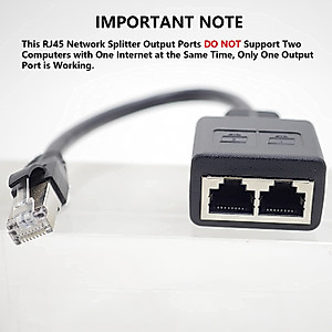LYMGS RJ45 Ethernet Cable Splitter Network Adapter, NOT Router, 1 Male to 2 Female LAN Ethernet LAN Network Extension Splitter Cable 8-Pin Adaptor with 145mm Line