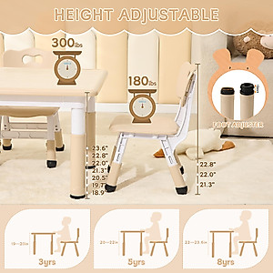 SINKIPA Kids Table and 2 Chairs Set, Height Adjustable Toddler Table and Chairs, Graffiti Desktop Kids Study Table with Anti-Slip Foot Covers, Children Activity Table for Ages 2-10