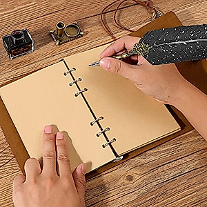 Jubapoz Feather Pen Quill Pen and Ink Set Antique Calligraphy Pen Ink Dip Pens with Refillable Notebook for Writing, Drawing, Signatures, Wedding, Birthday Gifts, Retro Decoration (8 Nibs-Black)