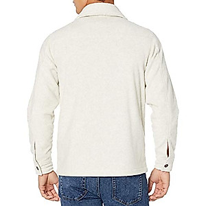 Amazon Essentials Men's Long-Sleeve Polar Fleece Shirt Jacket, Oatmeal Heather, Medium