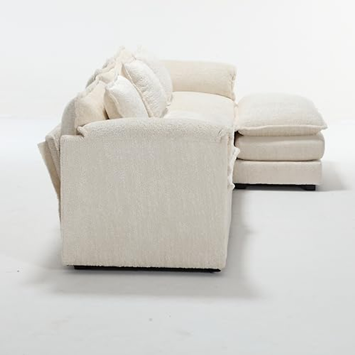 Oversized Modular Sectional Sofa with Movable Ottoman,Modern Comfy Chenille Double-Upholstered Boucle Cloud Couch, L Shaped Convertible Corner Sofa&Couches for Living Room, Bedroom, Apartment