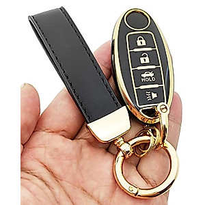 vurbemes 360 Degree Soft TPU Protector Key Fob Cover Case Compatible with 2013-2019 Nissan Altima Sentra 2014-2016 Infiniti QX60 2013 Infiniti JX35 m35 Key Fob 4 Buttons (Black)