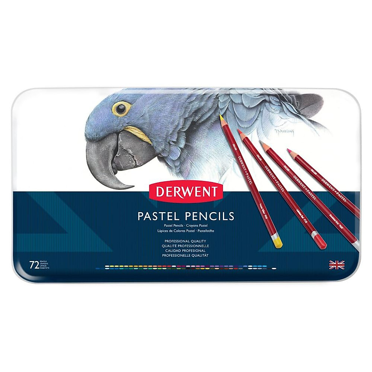 Derwent Pastel Pencils, 4mm Core, Metal Tin, 72 Count (32996)