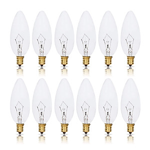 Simba Lighting Candelabra Torpedo Clear B10 CTC 25W E12 Base (12 Pack) Decorative Incandescent Light Bulbs 120V for Chandeliers, Ceiling Fan Lights, Pendants, Wall Sconces, Dimmable, Warm White 2700K