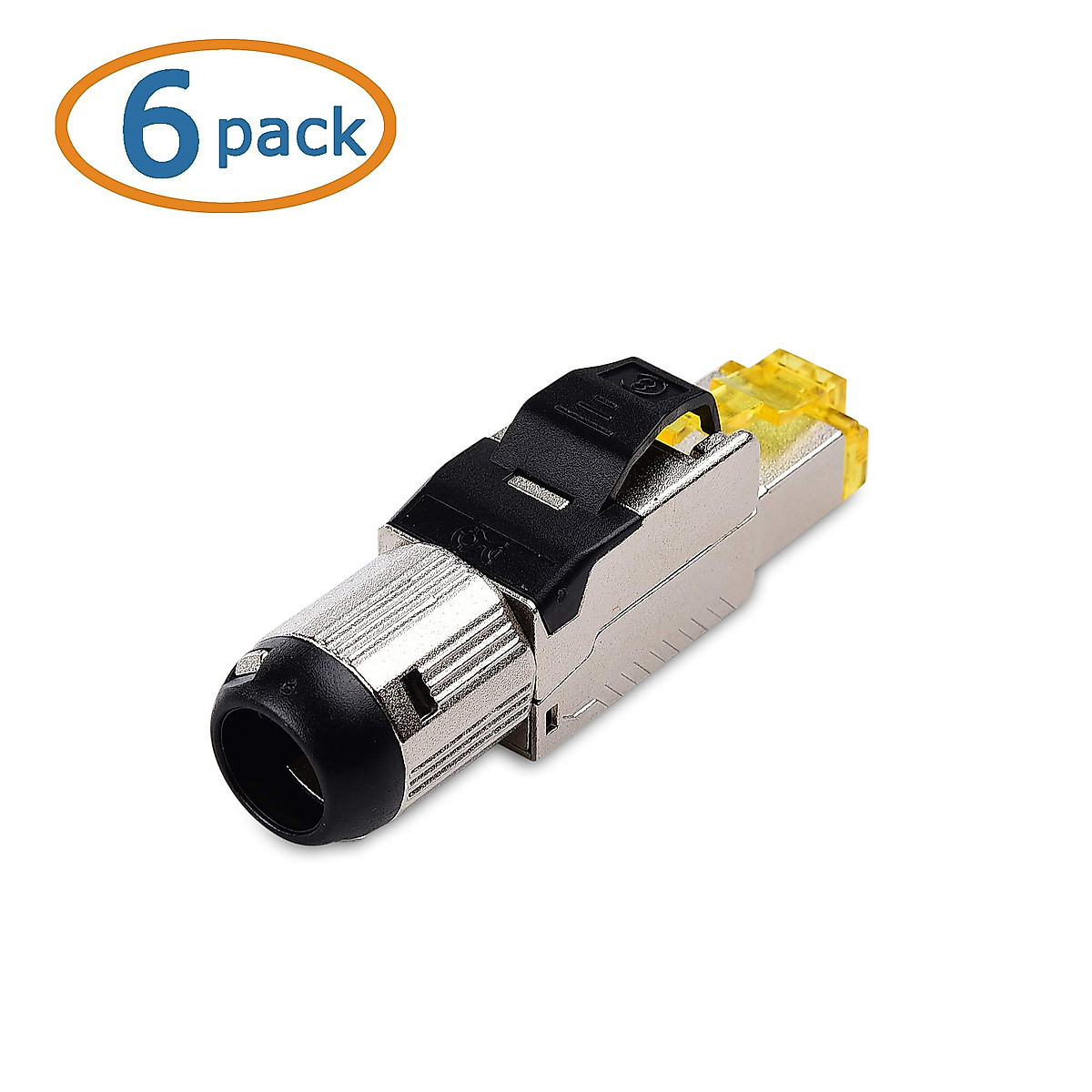 Cable Matters 6-Pack Tool Free Shielded RJ45 Cat 8, Cat8 Field Termination Plug, Cat8 Connector, Cat8 Plug