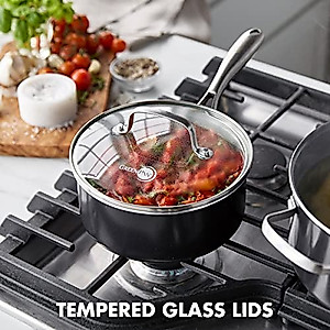 GreenPan Swift Healthy Ceramic Nonstick, 1QT and 2QT Saucepan Set, Stainless Steel Handle, PFAS-Free, Dishwasher Safe, Oven Safe, Black