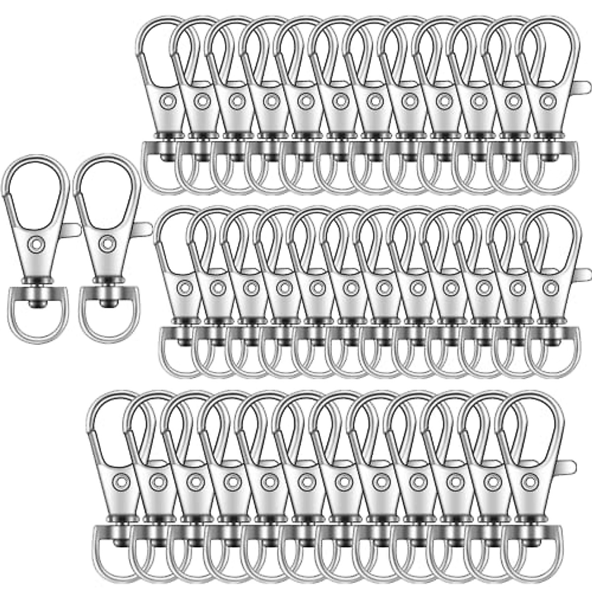 100PCS Key Chain Clip Hooks, Swivel Clasps Lanyard Snap Hook, Keychain Hooks for Lanyard Key Rings Crafting Silver
