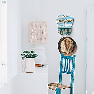NIKKY HOME Beach Themed Flip Flop Sandal Decorative Wall Mounted Coat Hooks Towel Rack,14.96 x 3.62 x 9.96 Inches, Blue