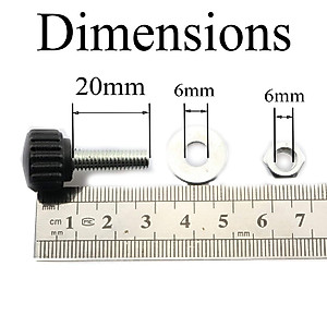 8 Set M6x20 Thumb Screw Plastic Round Shape Head Threaded Knurled Grip Knobs Clamping Screw with Nut Washer