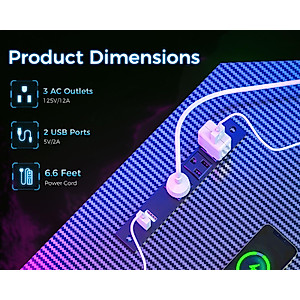 ODK L Shaped Gaming Desk with LED Lights & Power Outlets, 50.8" Computer Desk with Full Monitor Stand, Corner Desk with Cup Holder, Gaming Table with Hooks, Black Carbon Fiber