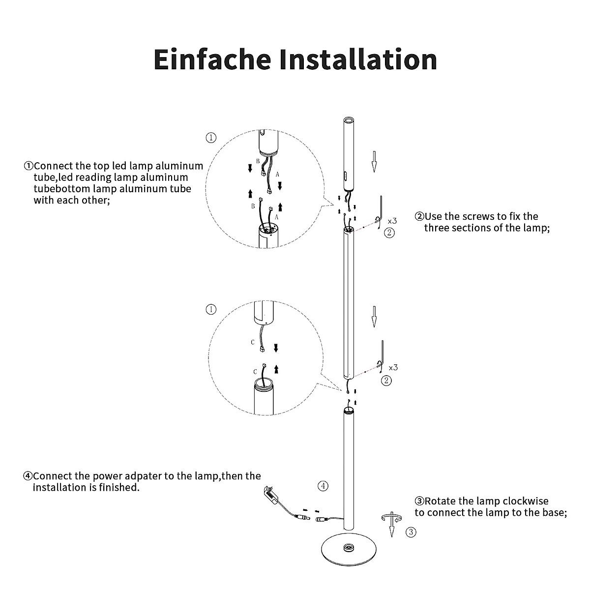 Wellwerks LED Bright Floor Lamp, Dual Light Source Floor Lamp, Modern Lamp 3 Color Temperature Touch Control, Remote Control Stepless Dimming, Simple Style, Living Room, Bedroom, Office Floor Lamp
