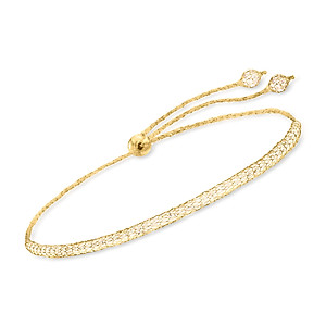Ross-Simons Italian 3.00 ct. t.w. CZ Mesh Bolo Bracelet in 14kt Yellow Gold
