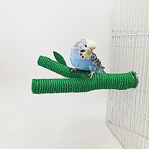 Bird Perch Stands Rope Parrot Standing Pole Wood Stick Grinding Paw Climbing Branch Trainig Toy Birdcage Accessories for Parakeets Cockatiels Lovebirds Conures Caique African Grey Finch (Small)