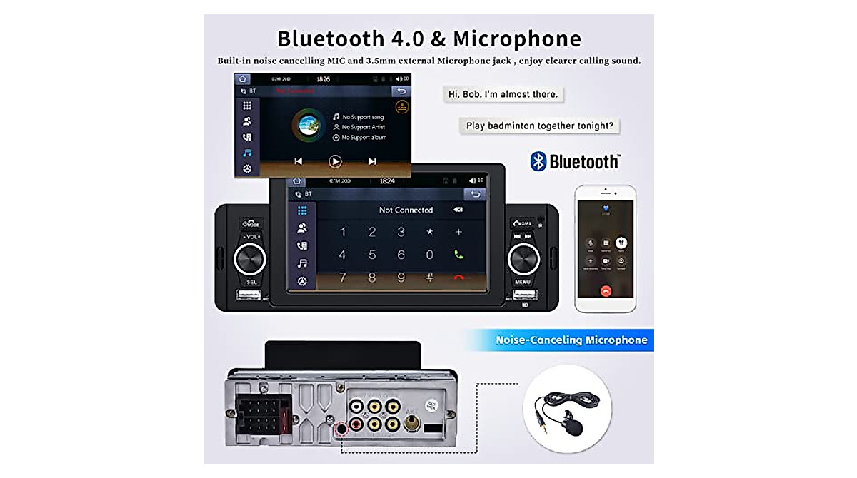 5" Single Din Car Stereo: Mirror Link, Bluetooth & Backup Camera