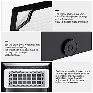 Kismile 7.0 Cubic Feet Chest Freezer with 3 Removable Basket, Free Standing Top Open Door Compact Deep Freezer with Adjustable Temperature for Home/Kitchen/Office/Garage/Bar (7.0 Cu.Ft, Black)