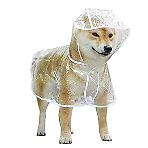 Dog Raincoat, Waterproof Pet Raincoats with Poncho Hood, Portable Transparent Dog Rain Coat Lightweight Dog Rain Jacket for Outdoor Walking in Rainning Days