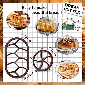 Newmemo Bread Dough Press Mold Set Bread Cutters Baking Bread Rolls Mold Plastic Pastry Cutters Kaiser Stamp Round Oval Classic Bread Press Mold for Baking Supplies