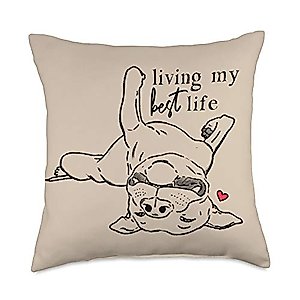 Original Sock Dogs Funny Pit Bull, Smiling Pitbull, Goofy Pittie, Best Life Dog Throw Pillow, 18x18, Multicolor