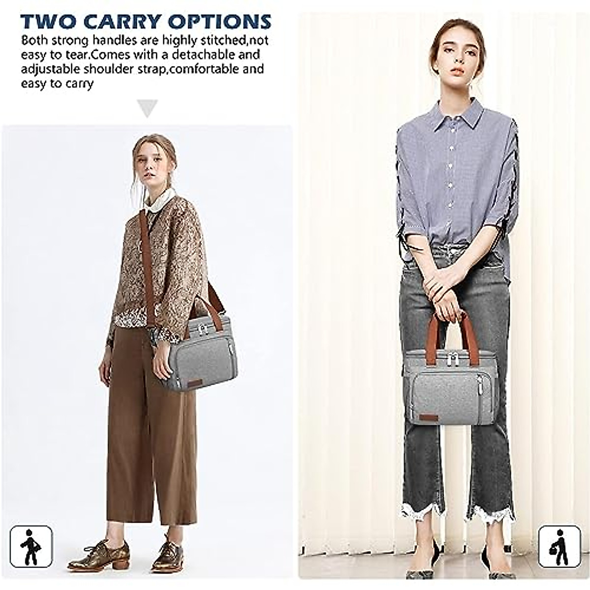 MIYCOO Insulated Lunch Bag for Women Men Reusable Lunch Box for Office Work - Leakproof Soft Adults Lunch Cooler Bag with Adjustable Shoulder Belt Grey