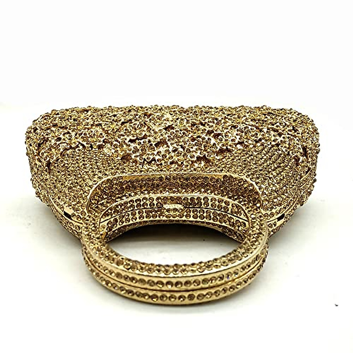 Evening Minaudiere Women Crystal Clutch Bags Top-Handle Metal Diamond Wedding Party Cocktail Tote Handbag (F)