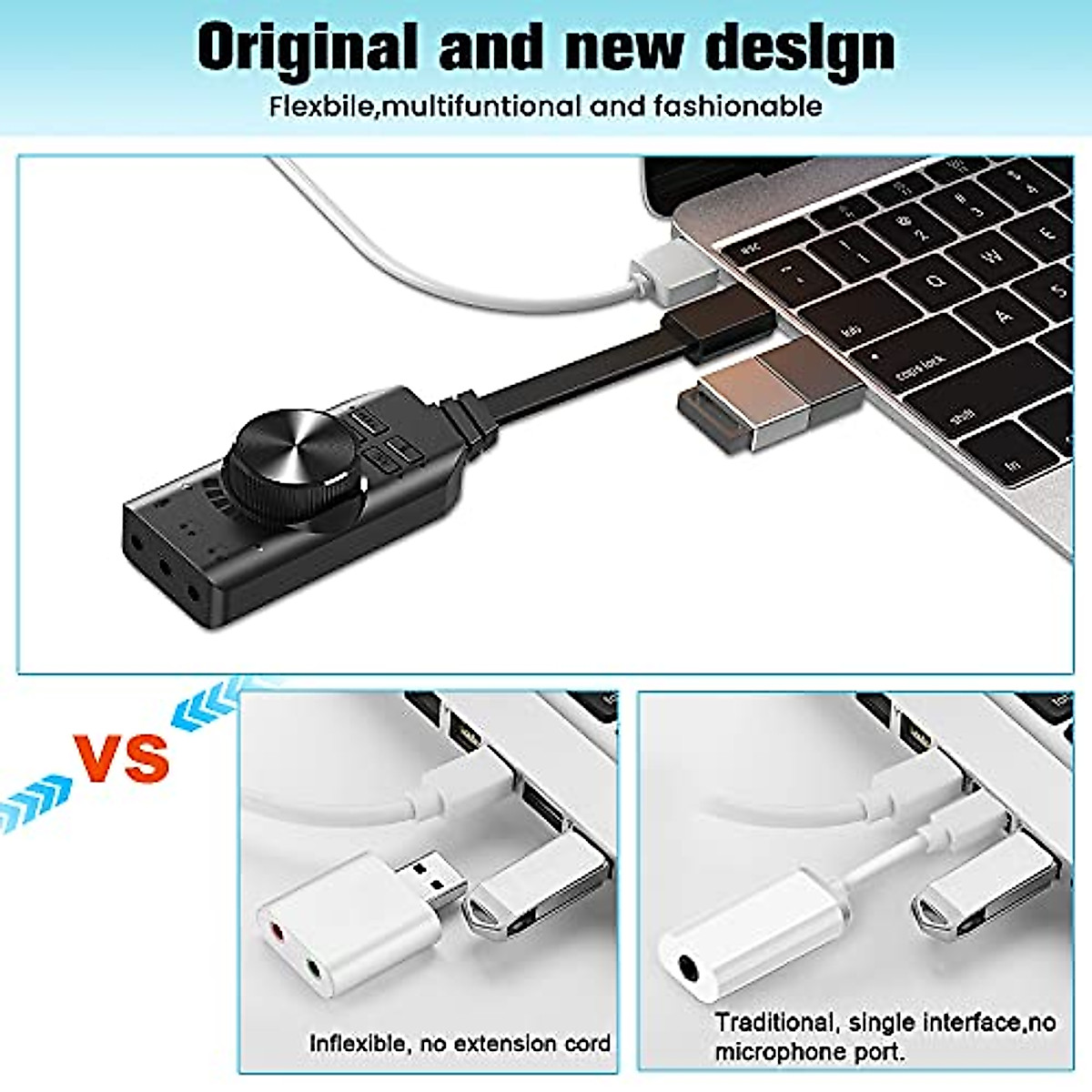 USB Sound Card Adapter BENGOO 7.1 Channel External Audio Adapter Stereo Sound Card Converter 3.5mm AUX Microphone Jack for Gaming Headset Earphone PS4 Laptop Desktop Windows Mac OS Linux, Plug Play