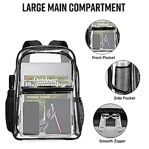 AZKAQA Clear Backpack Transparent See Through Backpack for Security Sports Work Travel Stadium Casual Daypack Backpacks