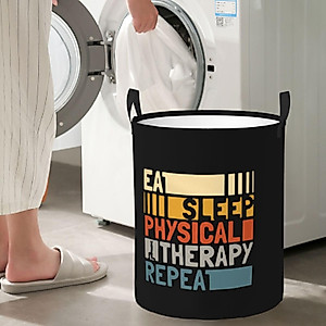 Eat Sleep Physical Therapy Laundry Basket Circular Portable Storage Box Organizer Laundry Basket Portable Laundry Storage Box Laundry Basket