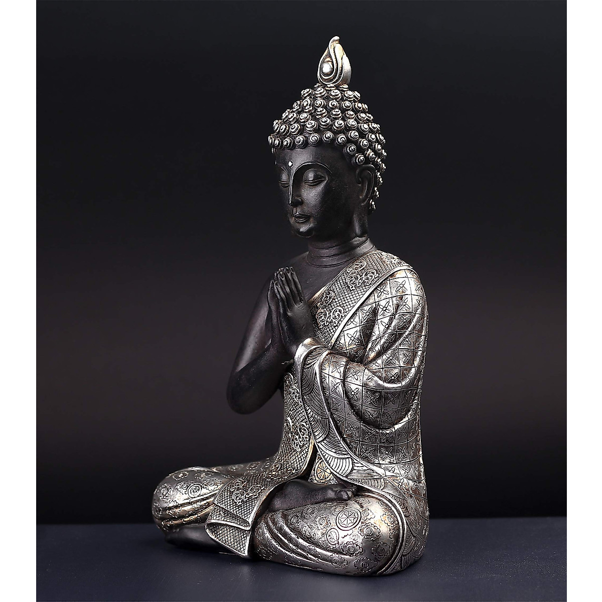 JORAE Seated Buddha Statue Buddhism Thai Meditating Home and Garden Decorative Sculpture Praying Collectibles Figurines, 9.5 Inches, Polyresin