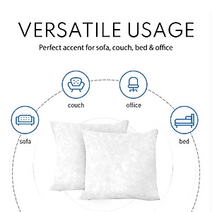 Premium 23x23 Inch Decorative Throw Pillow Inserts - (Pack of 2 White) | Goose Feathers & Duck Down Fill | 100% Cotton Cover | Plush and Breathable | 233 Threads Count