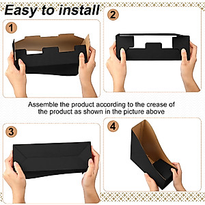 Thenshop 24 Pcs Cardboard Magazine File Holders Magazine Book Bin Box with Label Sticker Magazine Paper Organizer Storage Folder for Desk Shelves School Classroom Office(Black, Classic)