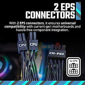 Cooler Master MWE Gold 750 V2 Full Modular, 750W, 80+ Gold Efficiency, GPU Support RTX 4070 Super, 2 EPS Connectors, 120mm HDB Fan, Semi-fanless, 5-Year