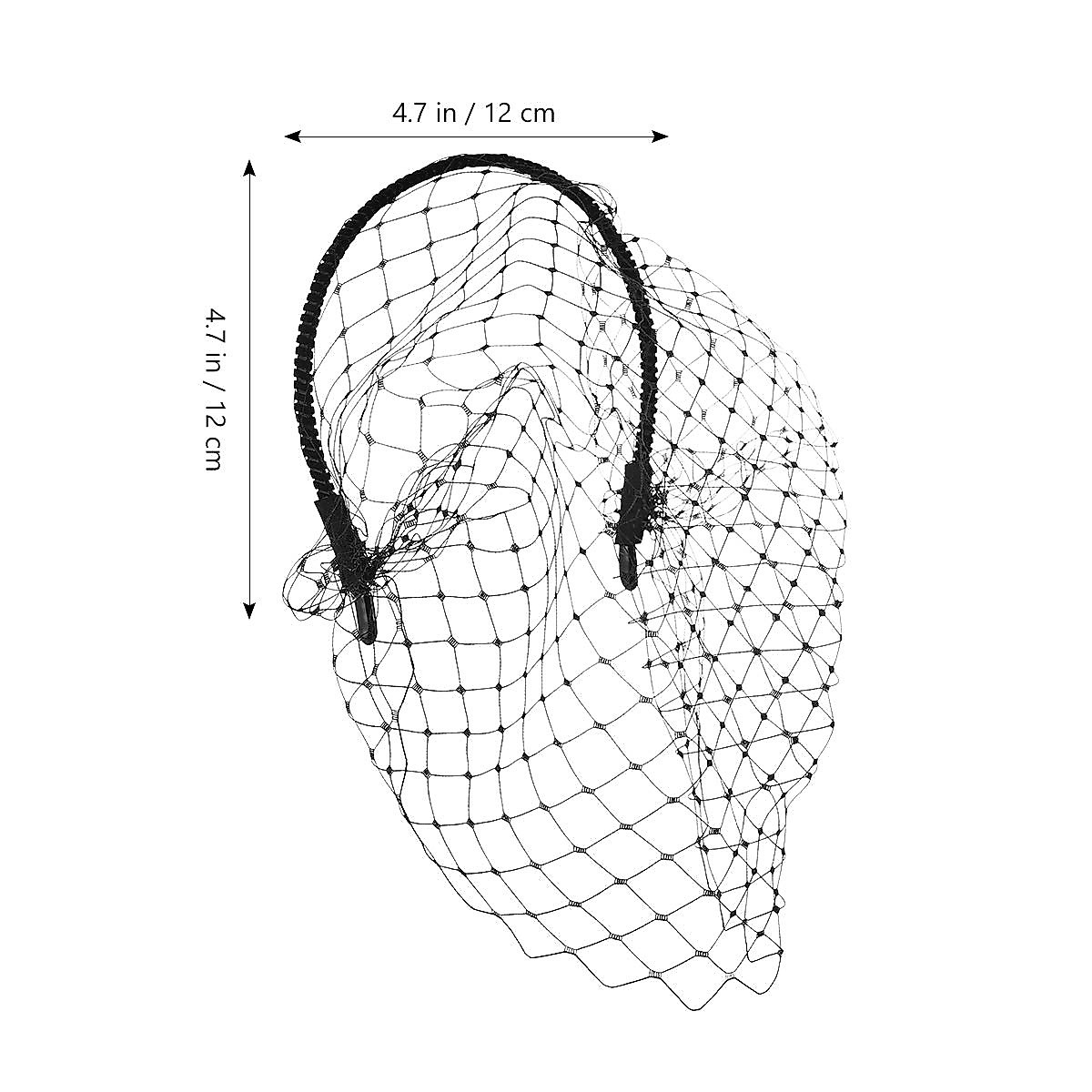 Lurrose Headband with Black Veil Hair Hoop Headband Simple Elegant Mesh Headdress for Woman Girl (Black)