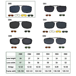 Eyekepper Large Clip On Sunglasses With Spring Draw Bar Polarized Grey Lens 57x39MM