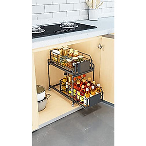 YEPLINS Under Sink Organizers and Storage, 2 Tier Bathroom Organizer Countertop,Bathroom Organizer Under Sink Drawers Slide Out Storage Shelf