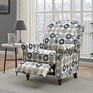 Domesis Chester - Fabric Hill -ush Back Recliner Chair, Taupe Multi-Starburst