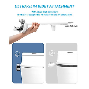 CUBETA Bidet Attachment for Toilet, Non-Electric Cold and Hot Water Bidet Toilet Seat Attachment with Adjustable Water Pressure and Temperature, Self-cleaning Dual Nozzles