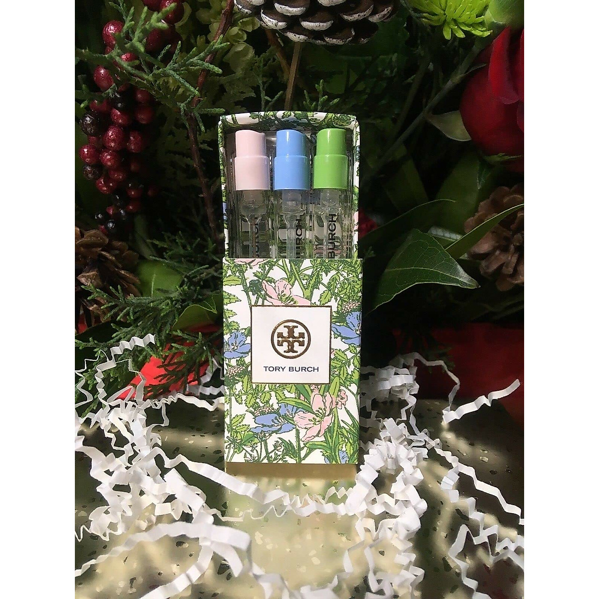 Tory Burch Set of 3 Eau de Parfum Sample Sprays: Jolie Fleur Rose, Fleur Bleue, and Fleur Verte - .05 oz each