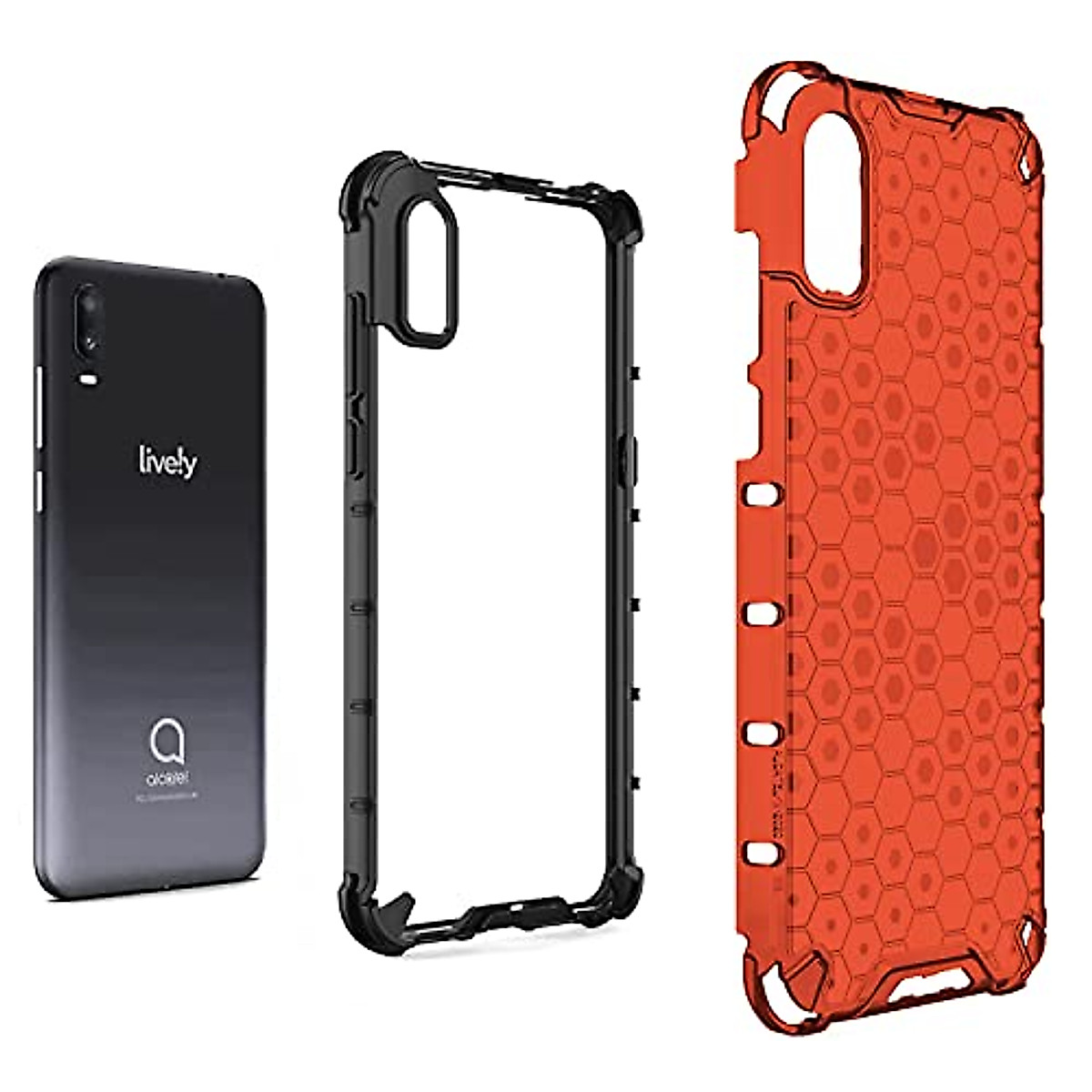 Case for Jitterbug Smart3 Phone, Nakedcellphone [Honeycomb Hybrid Series] Dual-Layer Cover [Anti-Shock] for Jitterbug Smart 3 (2021) for Seniors (aka Lively Smart) - Vibrant Ruby Red