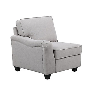 Favfurish 125" Linen 7-Piece Modular L-Shaped Sectional Sofa with Ottoman, Customizable Couch with Pocket Coil Seating and 6 Accent Pillows for Living Room or Family Room,Light Gray