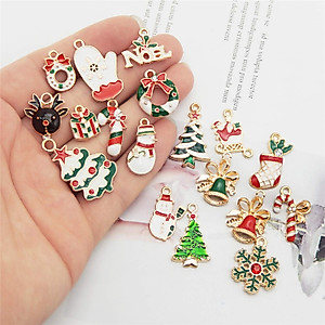 JJGrace 60Pcs Assorted Gold Plated Enamel Christmas Pendants Charms for Necklace Earring Bracelet DIY Jewelry Making and Crafting