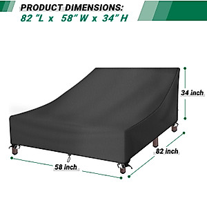 Double Chaise Lounge Cover, 420D Oxford Chaise Lounge Covers Outdoor Waterproof Protective Patio Double Wide Chaise Lounge Chair Dustproof Cover 82"L X 58"W X 34"H, Black