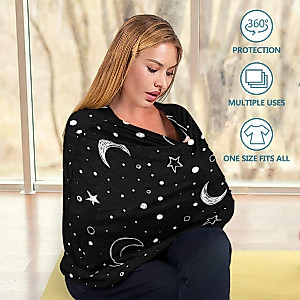 Nursing Cover Breastfeeding Scarf Night Sky Moon Stars - Baby Car Seat Covers, Stroller Cover, Carseat Canopy (11eb11i)